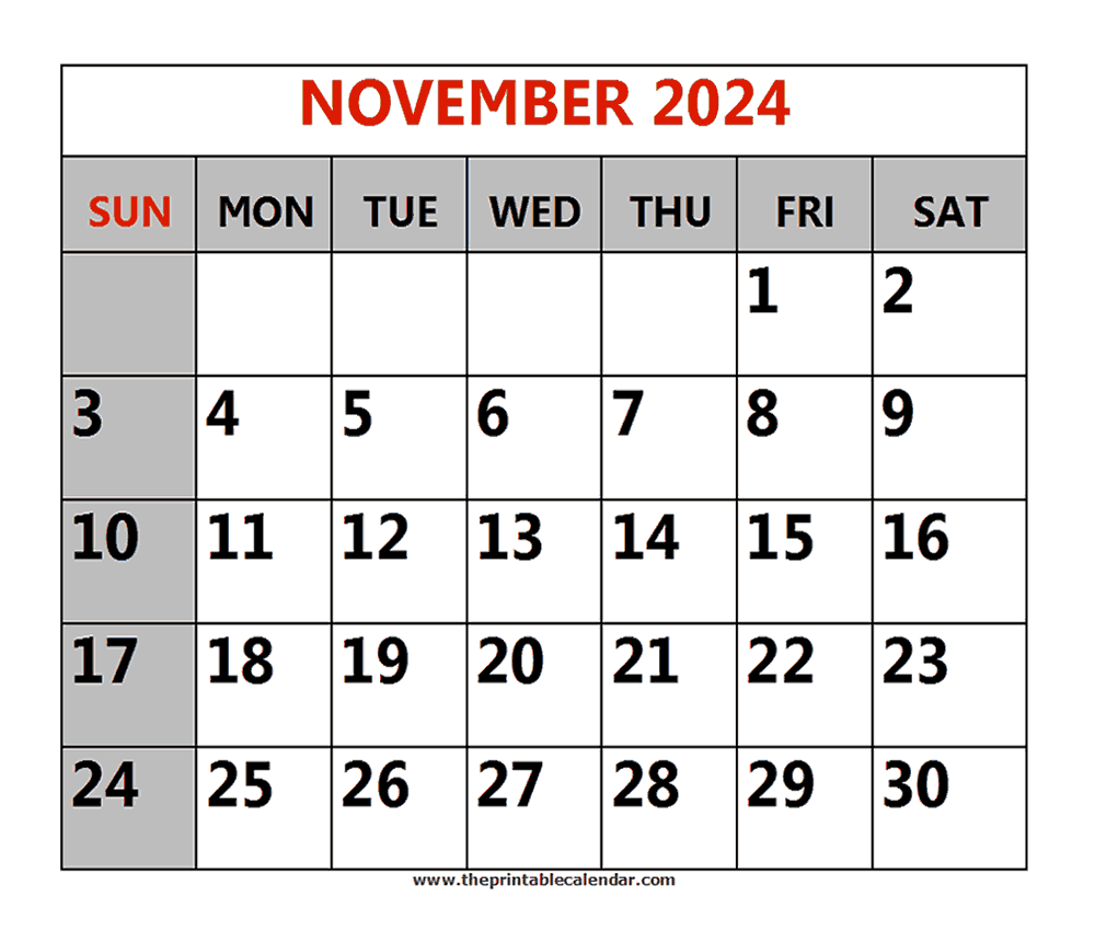 November 2024 Printable Calendars November 2024 Printable Calendars